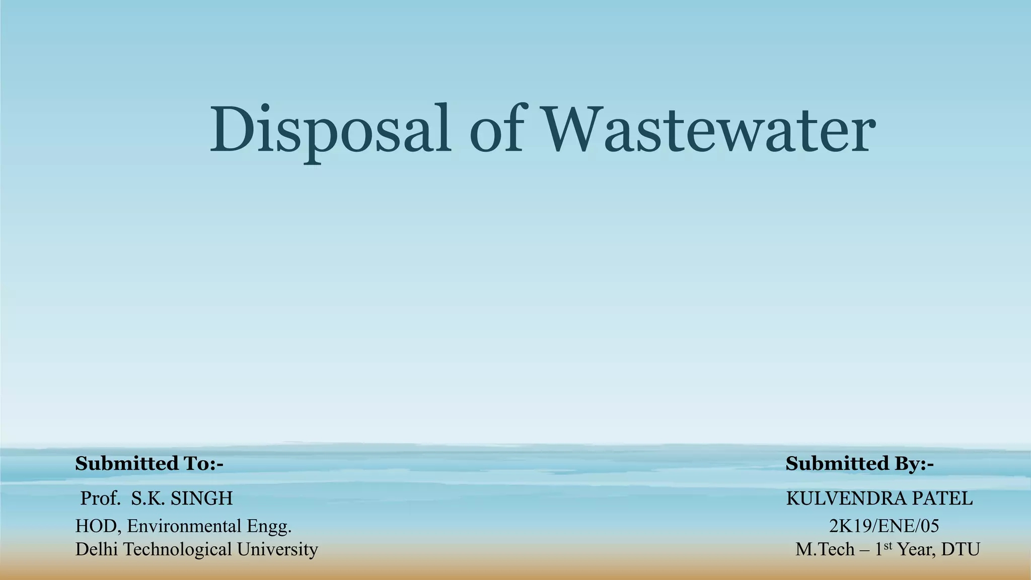Disposal of wastewater | PPTX