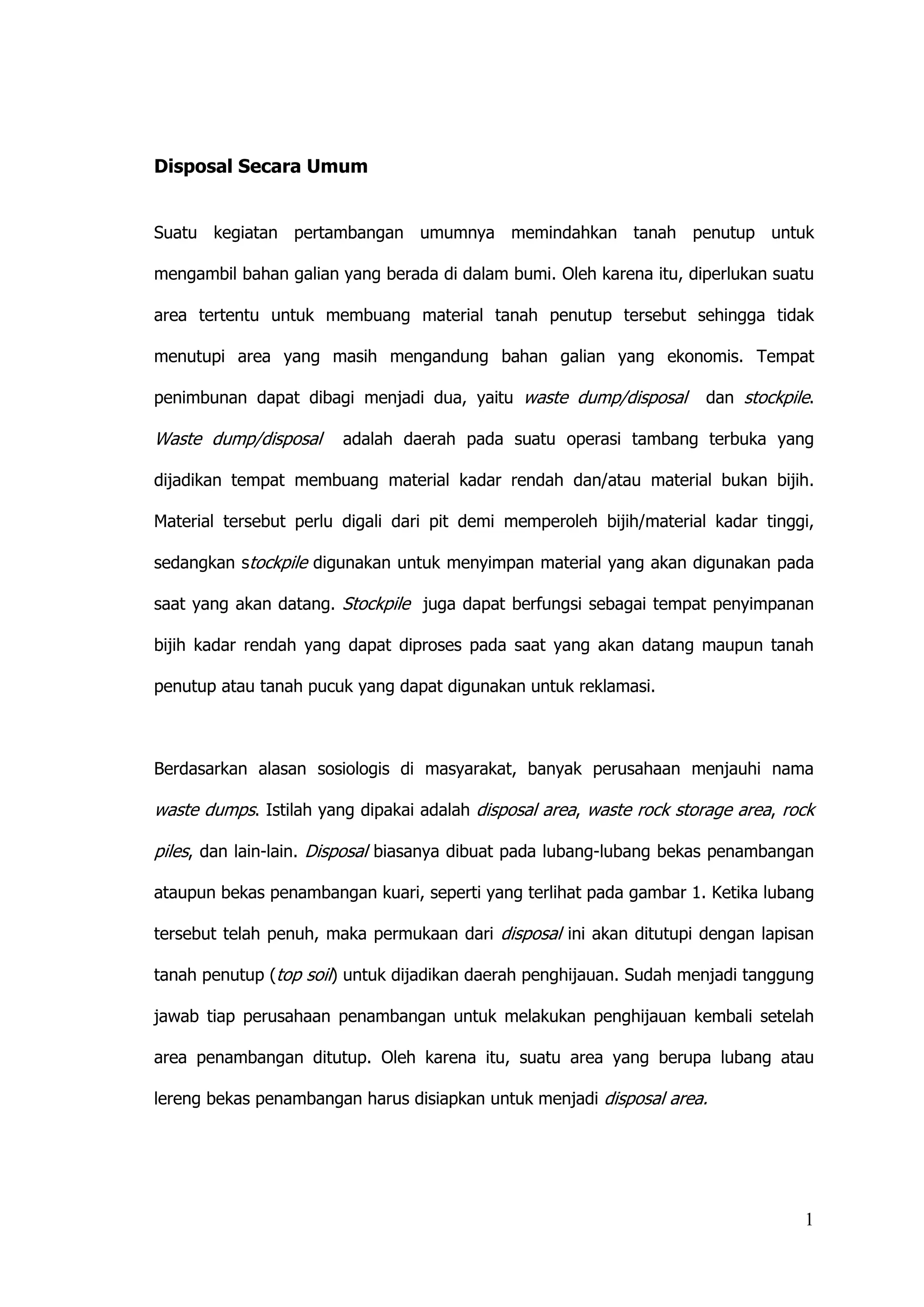 Disposal Pertambangan | DOCX