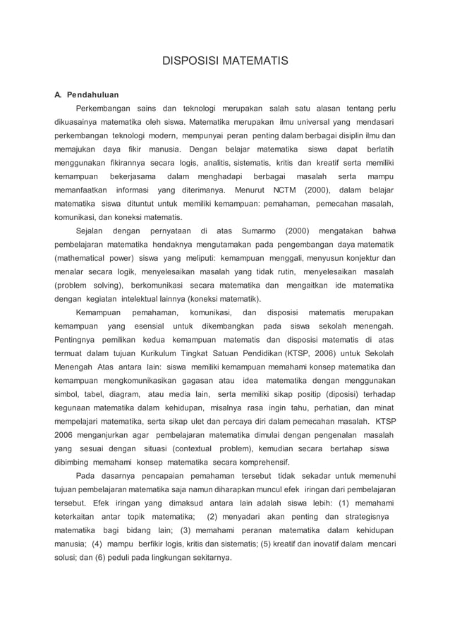 Disposisi matematis | DOCX
