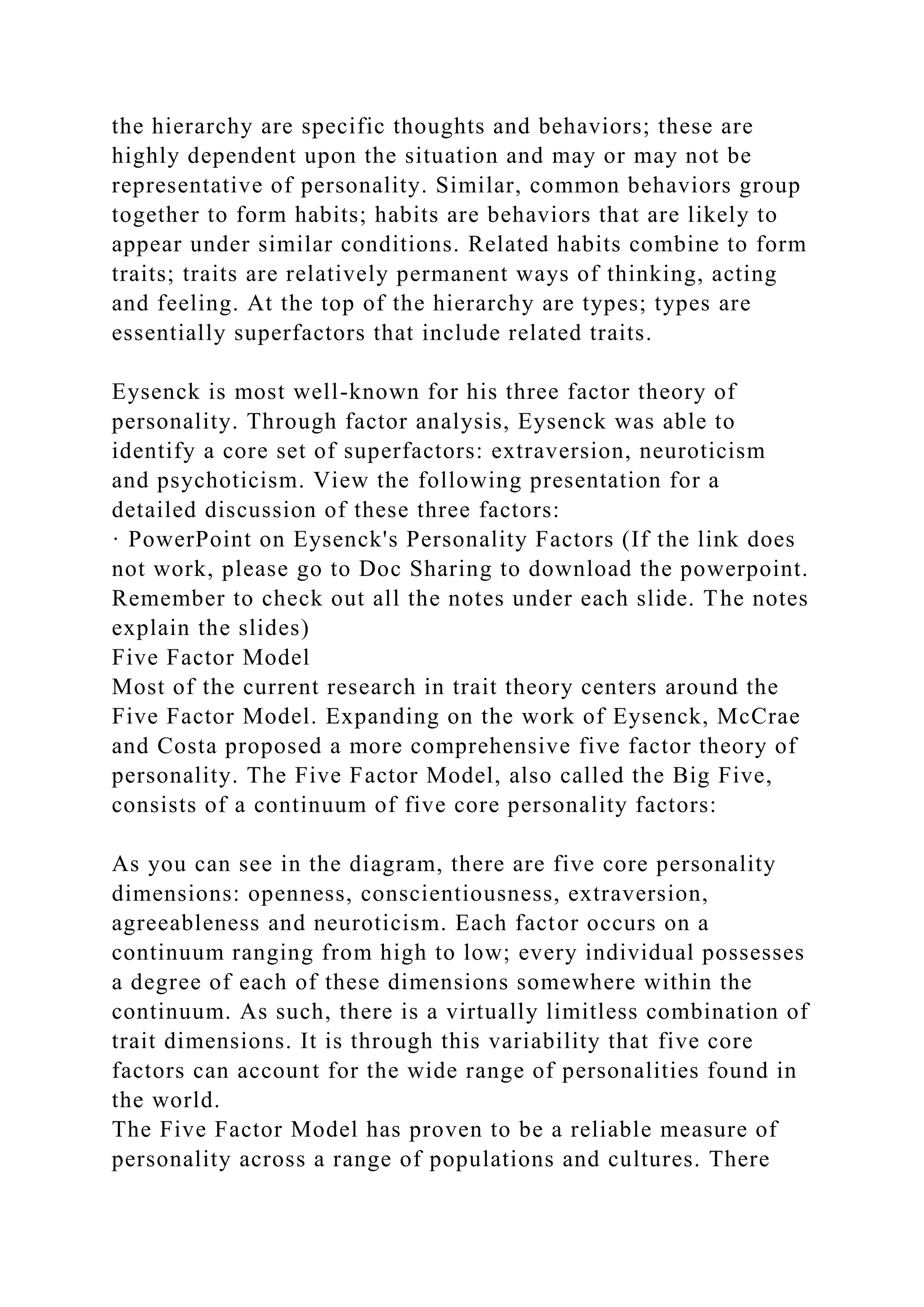 Dispositional Theory Cattell, Eysenck and AllportTrait theori.docx