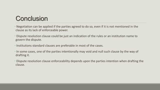 Dispute resolution clause Overview | PPT