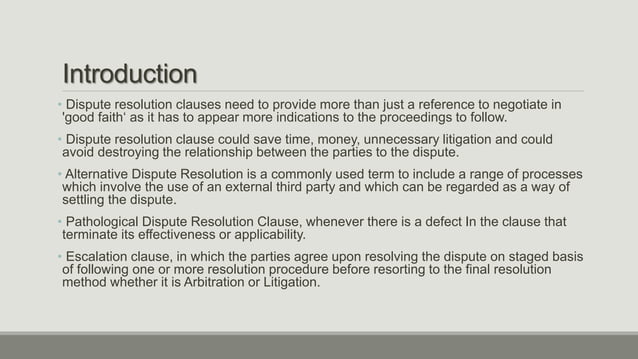 Dispute resolution clause Overview | PPT