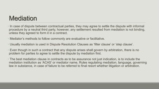 Dispute resolution clause Overview | PPT