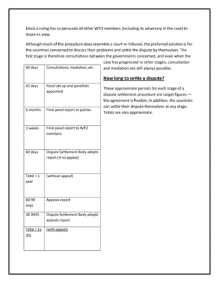 Dispute settlement body under world trade organisation | DOCX | Law