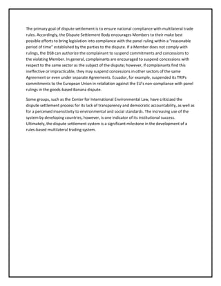 Dispute settlement body under world trade organisation | DOCX | Law