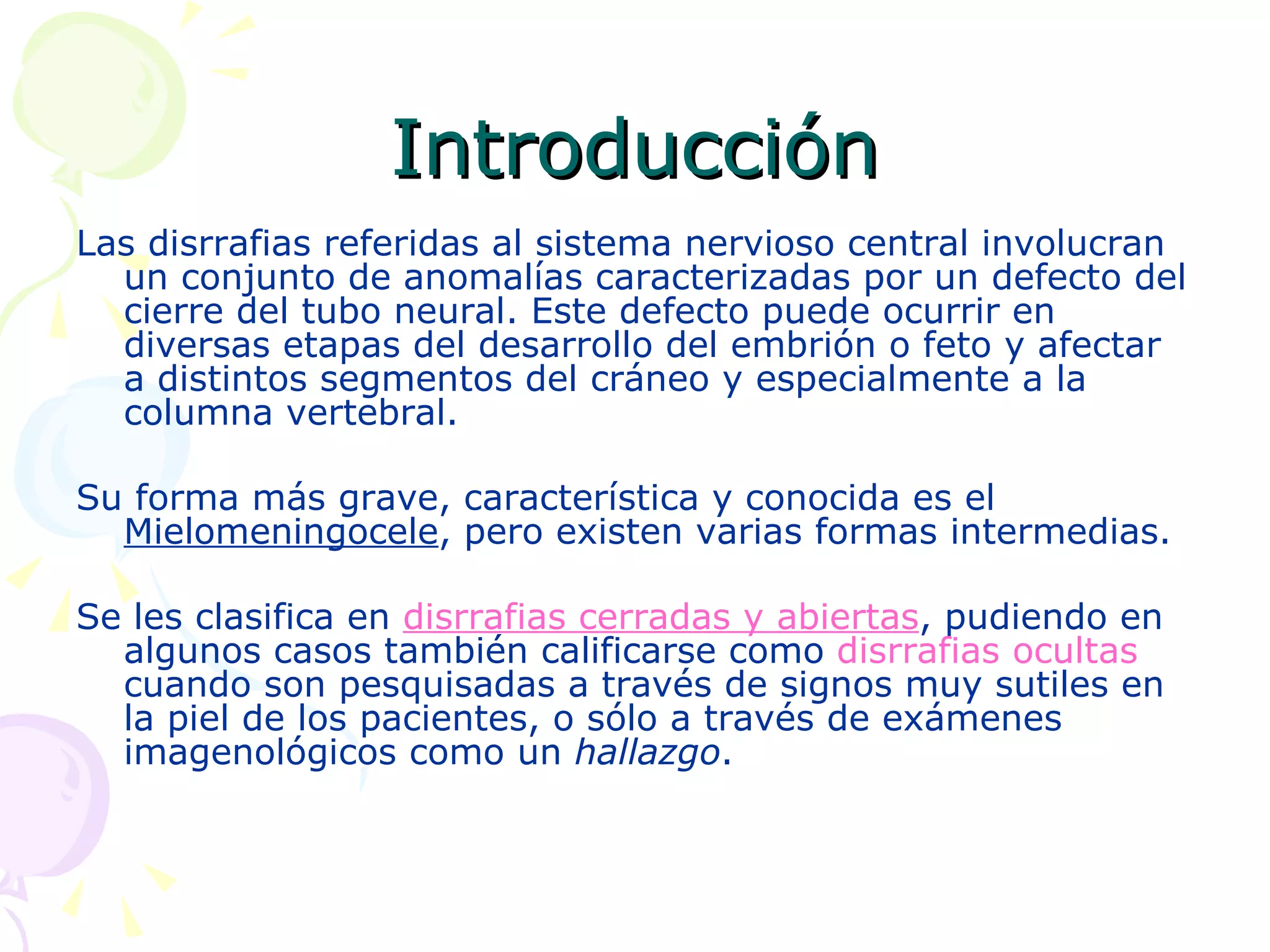 Disrafias espinales y mielomeningocele | PPT