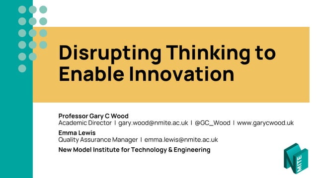 Disrupting Thinking to Enable Innovation | PDF | Education industry ...