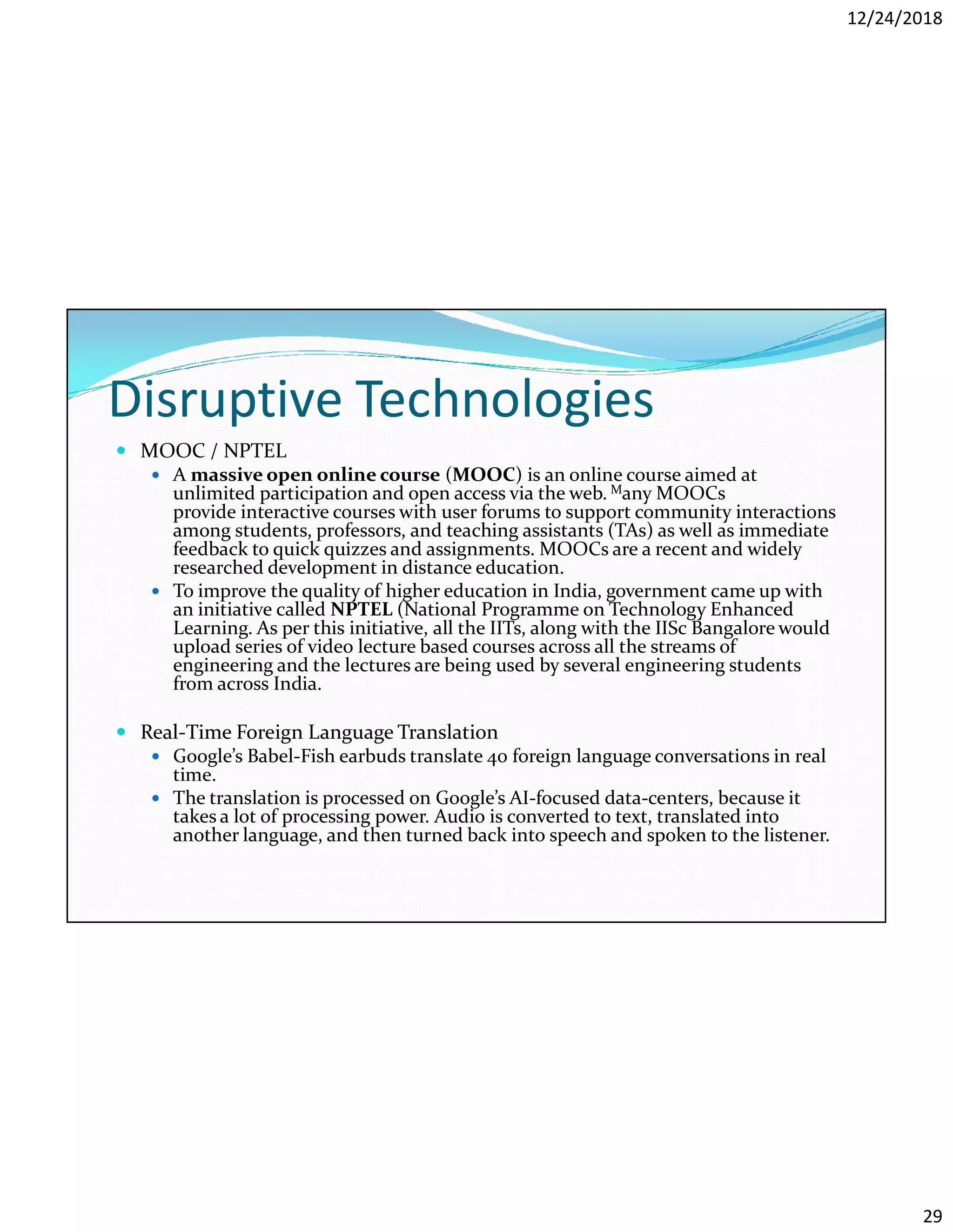 Disruptive technologies - Session 1 - introduction | PDF