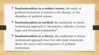Disciplines and Ideas in Social Science - Institutionalism.pptx