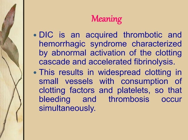 Disseminated intravascular coagulation | PPT