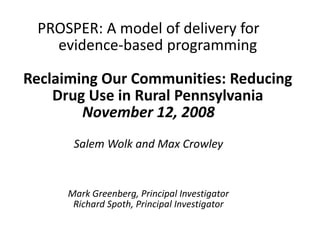 PROSPER: A model of delivery for evidence-based programming | PDF