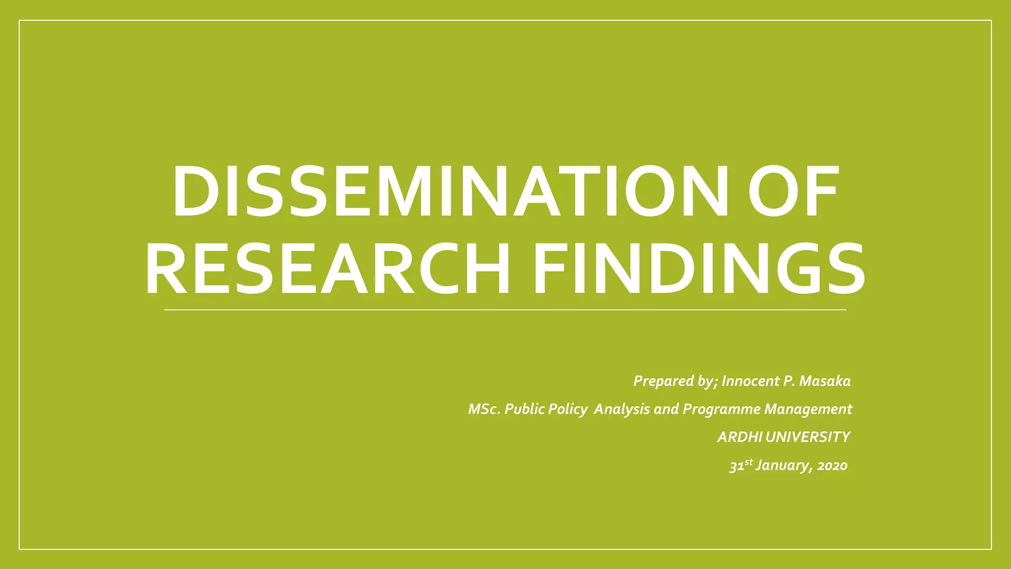 Dissemination of research findings | PPTX