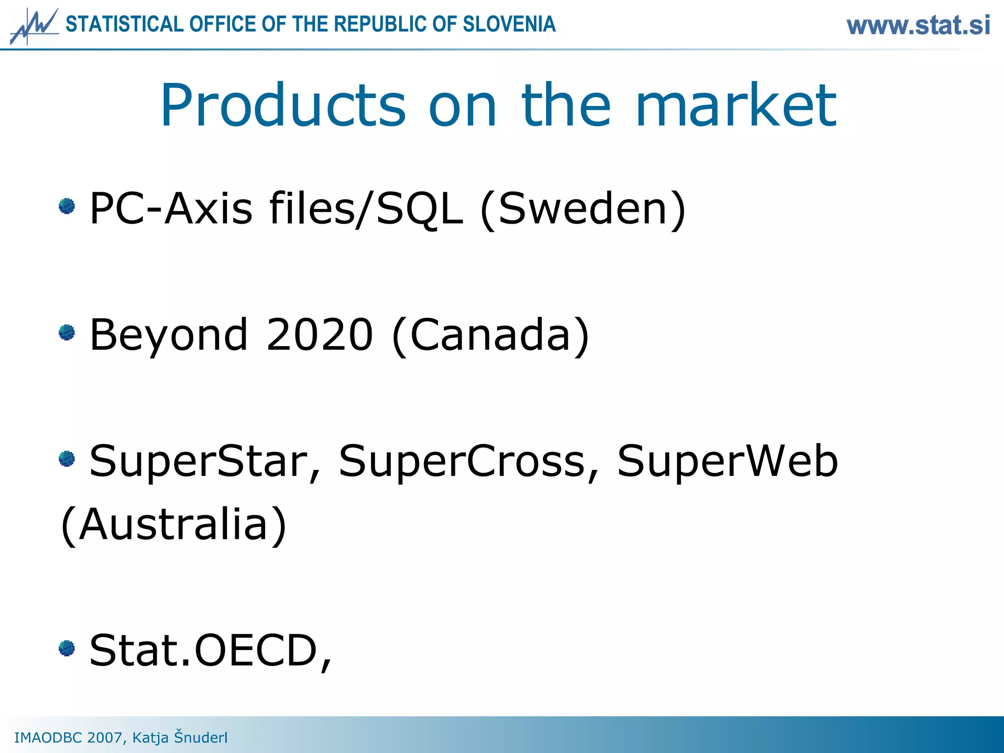 Dissemination: Output Databases | PPT | Databases | Computer Software and Applications
