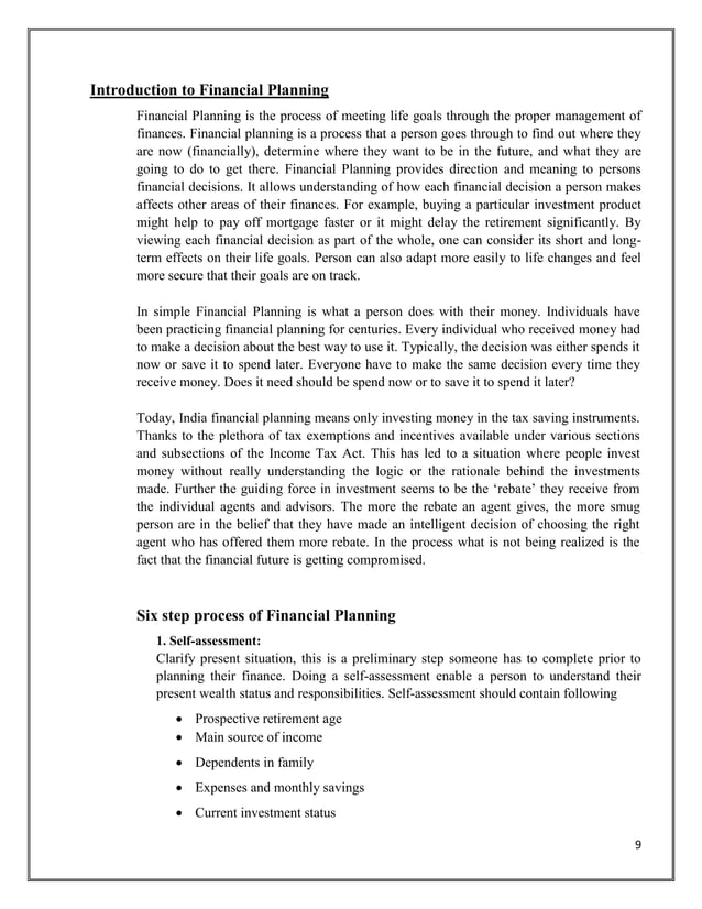 Dissertation-" Financial Plannning of individuals" | PDF | Business ...