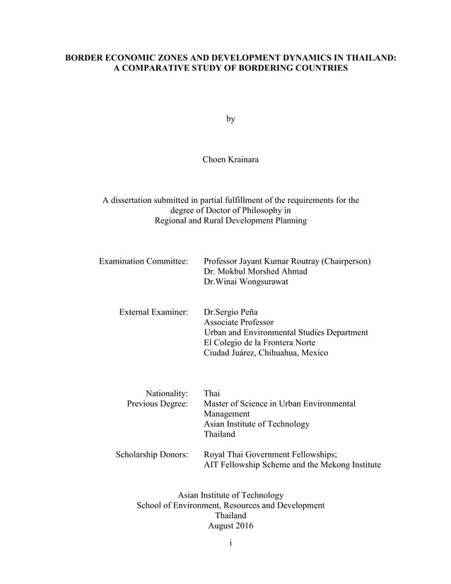 Border Economic Zones and Development Dynamics in Thailand: A ...