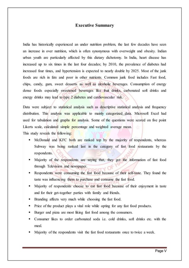 A Study on the Consumer Perception about the Fast Foods in Southern ...