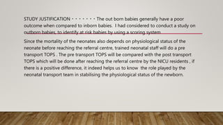 Dissertation on prehospital treatment and transport in newborn | PPT