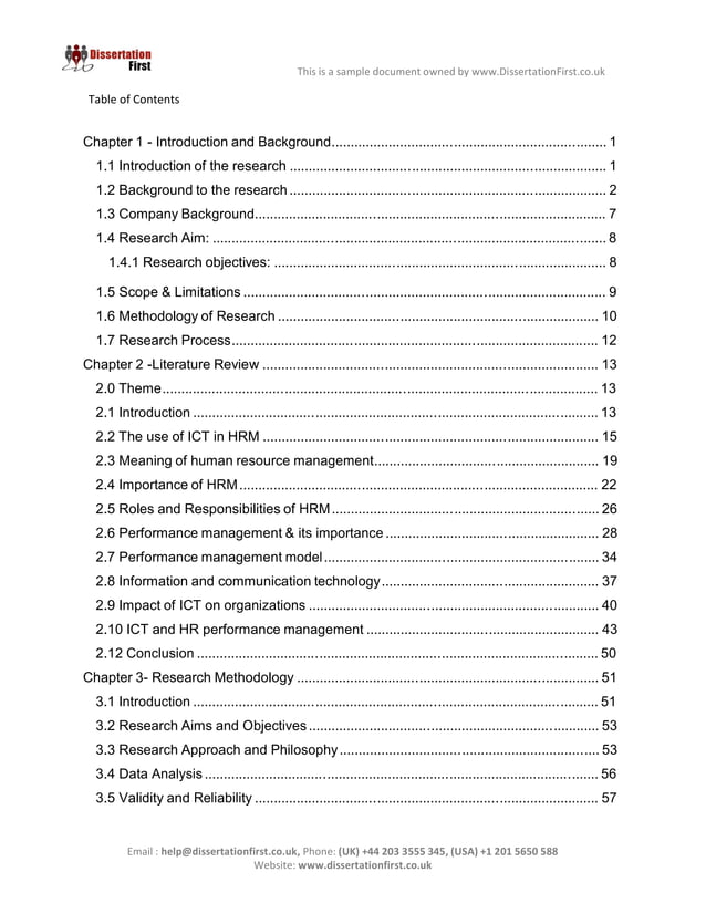 Dissertation Impact of Information and Communication Technology Sample ...