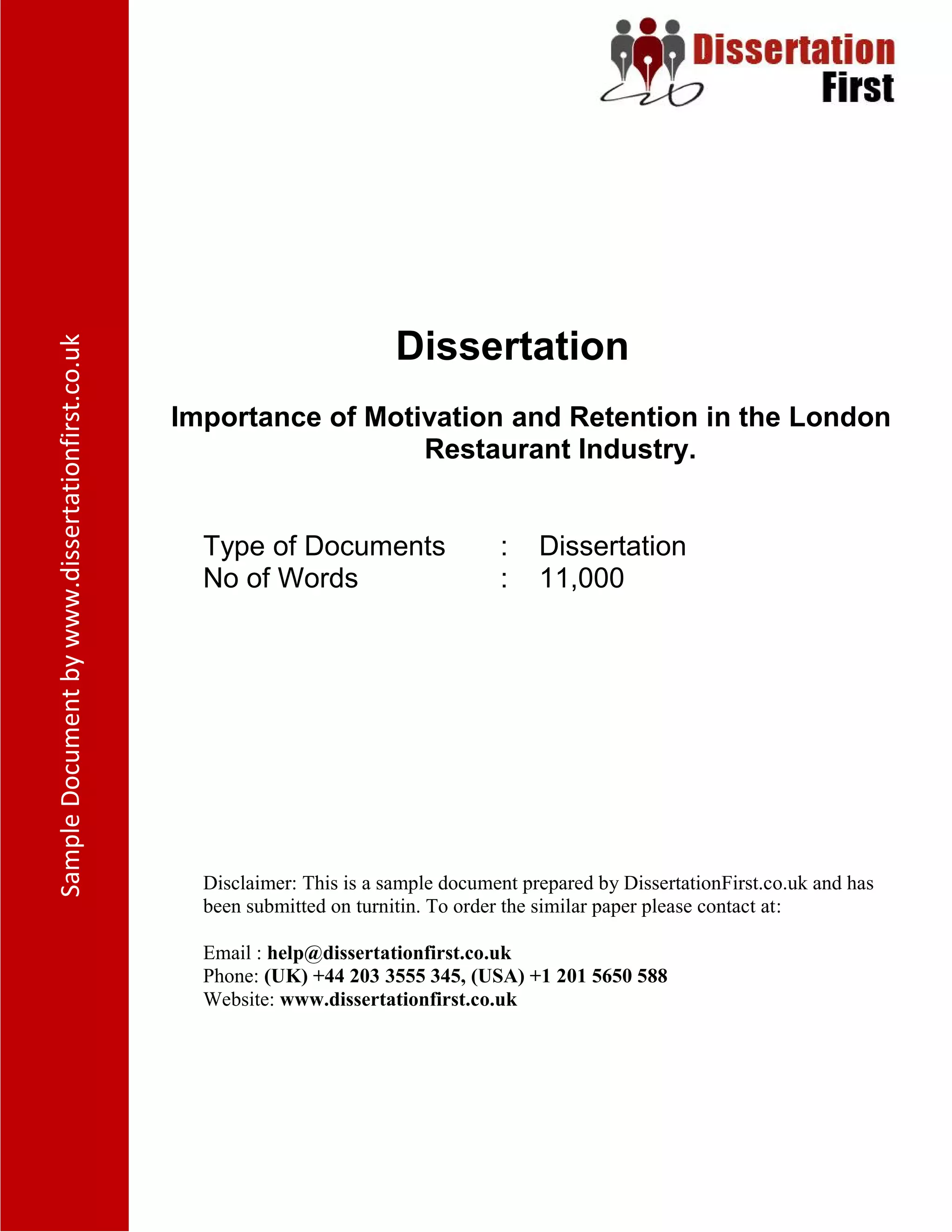Dissertation Importance of Motivation and Retention for London ...