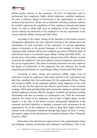 Dissertation Importance of Motivation and Retention for London ...