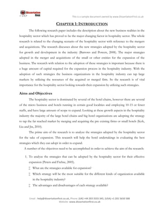 Dissertation New Business Realities in the Hospitality Sector Sample | PDF