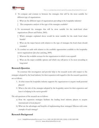 Dissertation New Business Realities in the Hospitality Sector Sample | PDF