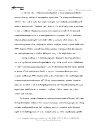 Dissertation Skills Development and training Importance Sample | PDF