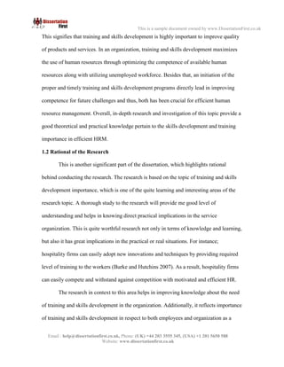 Dissertation Skills Development and training Importance Sample | PDF