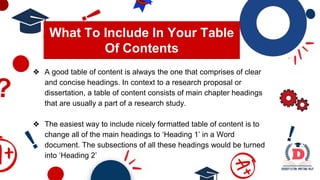 Dissertation structure table of contents | Dissertation writing help | PPT