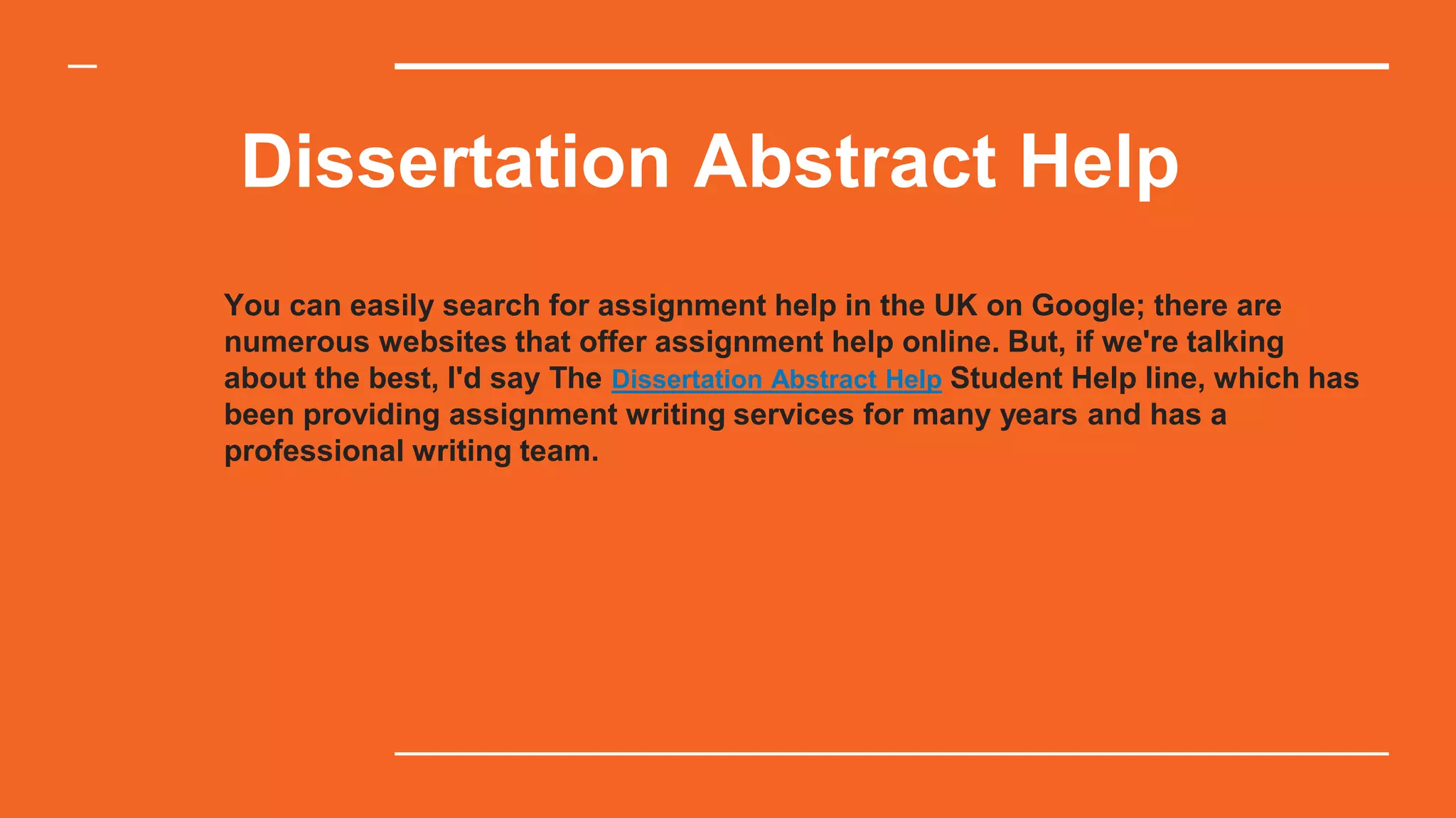 Dissertation Abstract Help | PPT