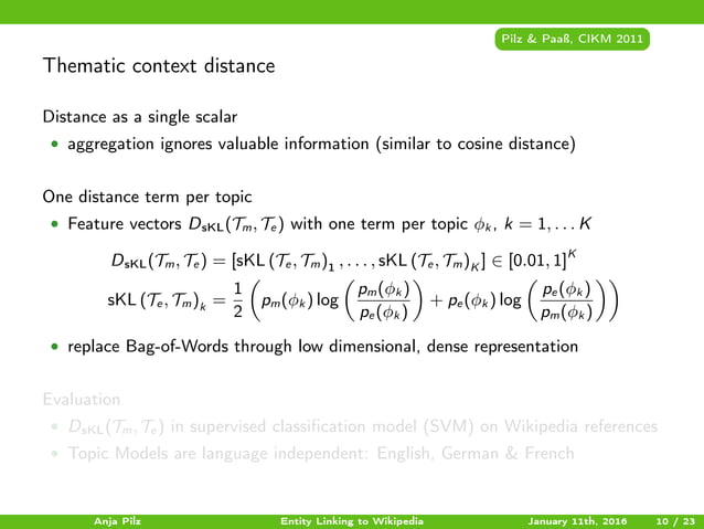 Entity Linking to Wikipedia | PPT