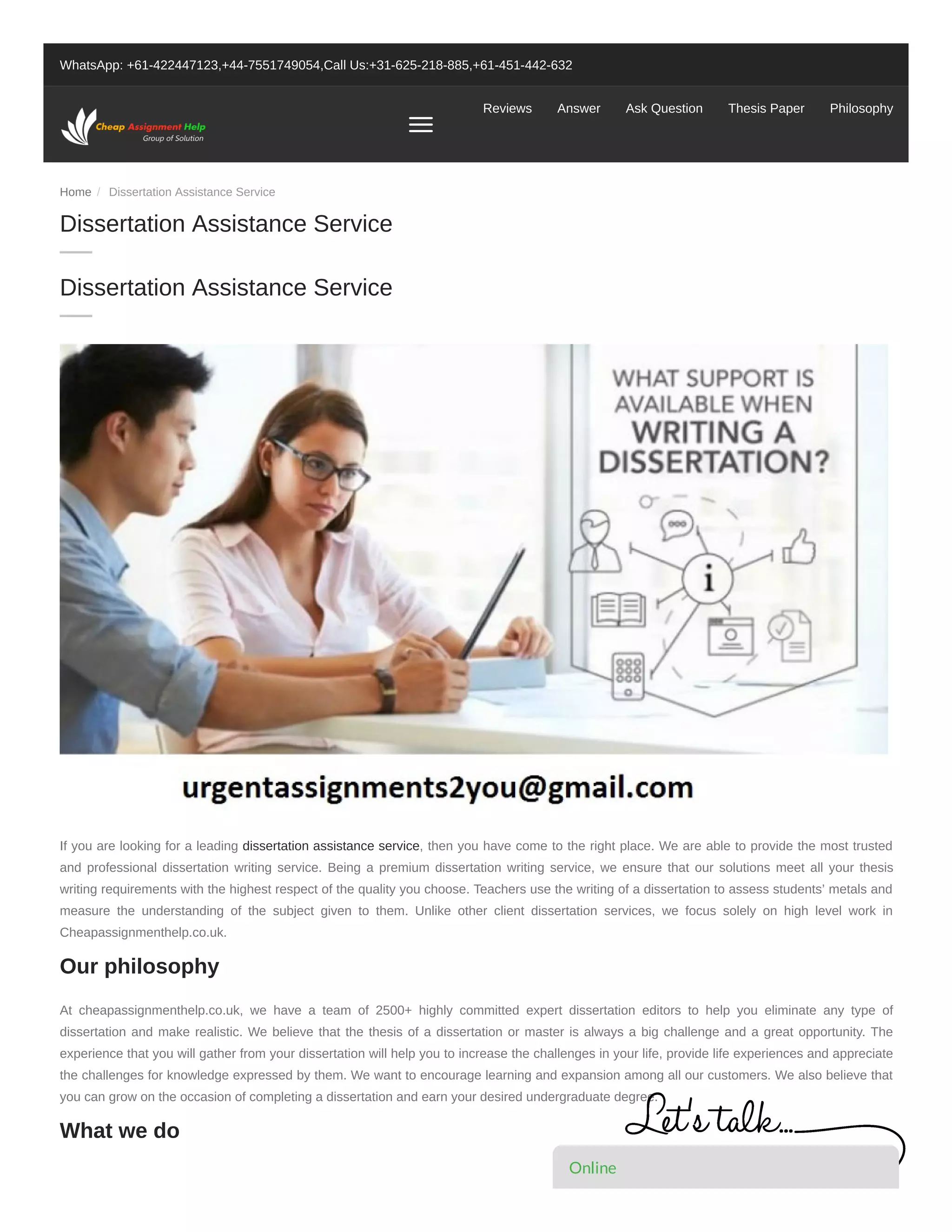 Dissertation assistance service | PDF