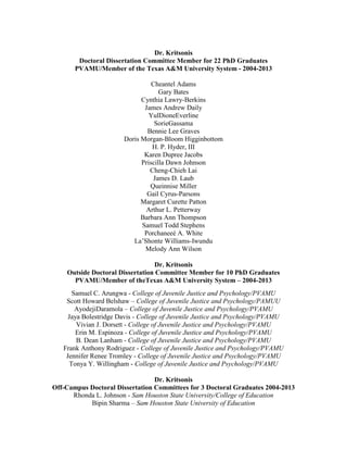Dr. William Allan Kritsonis - Dissertations Chaired and Doctoral ...