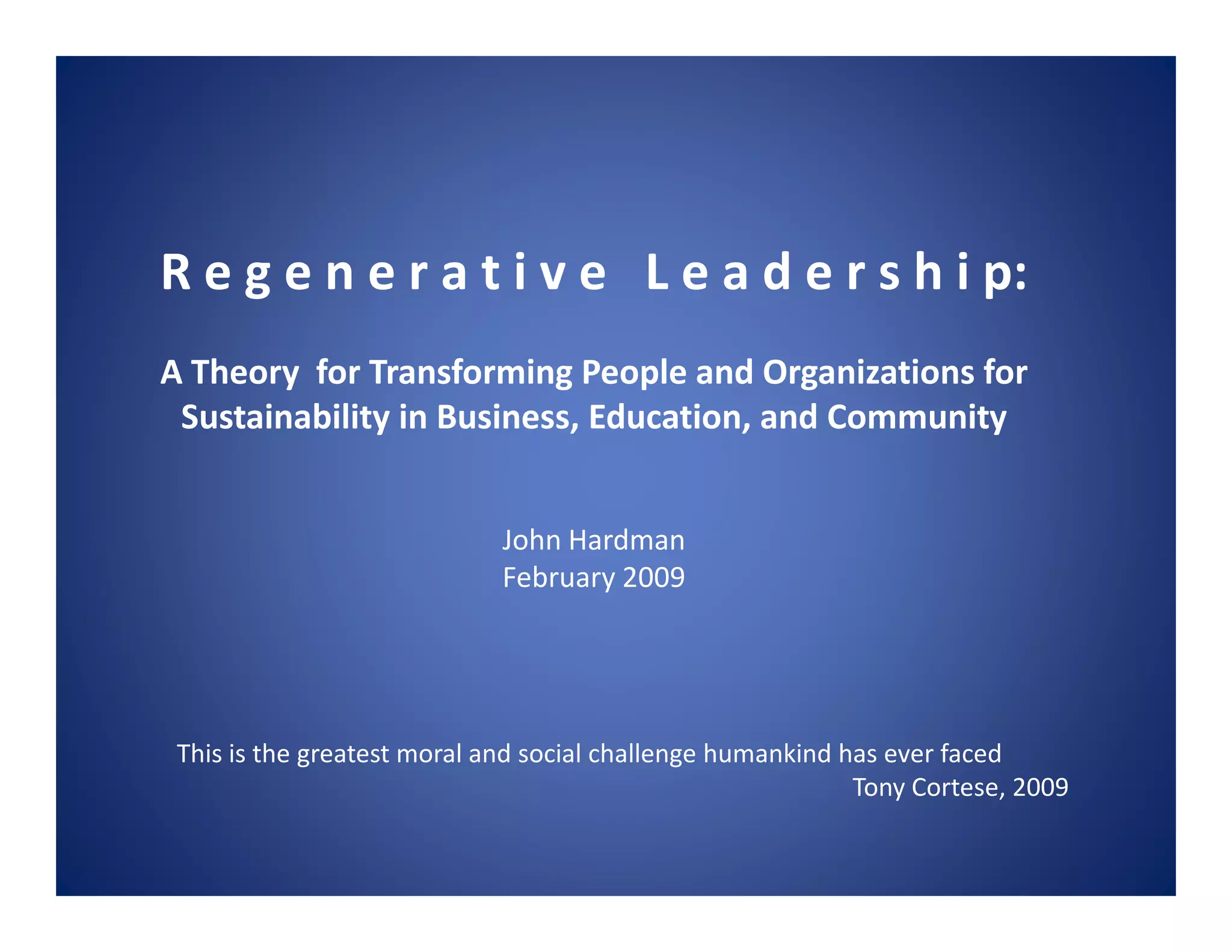 Regenerative Leadership | PDF | Business | Business and Finance