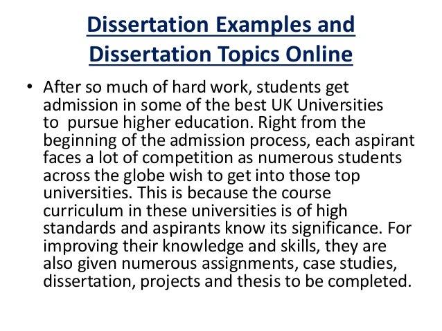 Dissertation Examples and Topics