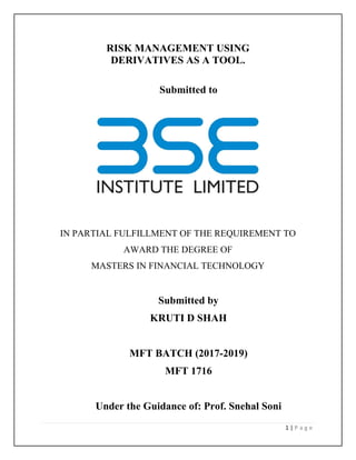 Risk management using Derivatives as a tool | PDF