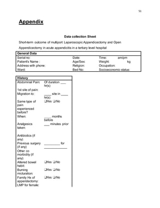 Short-term outcome of Laparoscopic Appendicectomy and Open ...