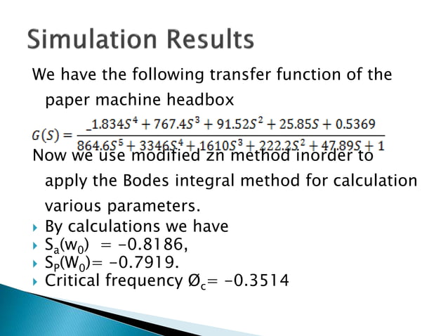 PPT ON BODE INTEGRAL METHOD FOR HEADBOX | PPT