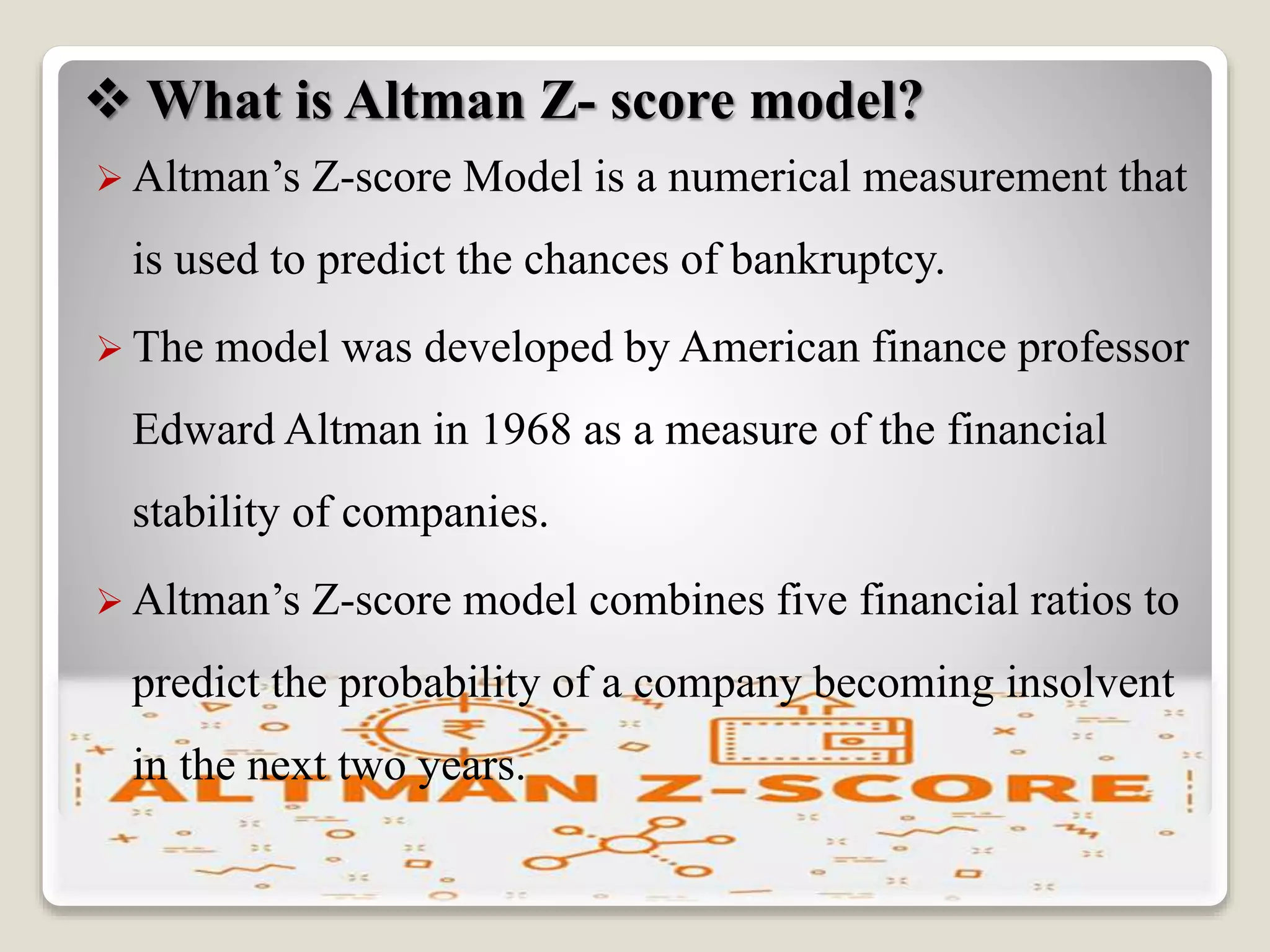 Dissertation Presentation on Altman Z- Score in measuring financial ...
