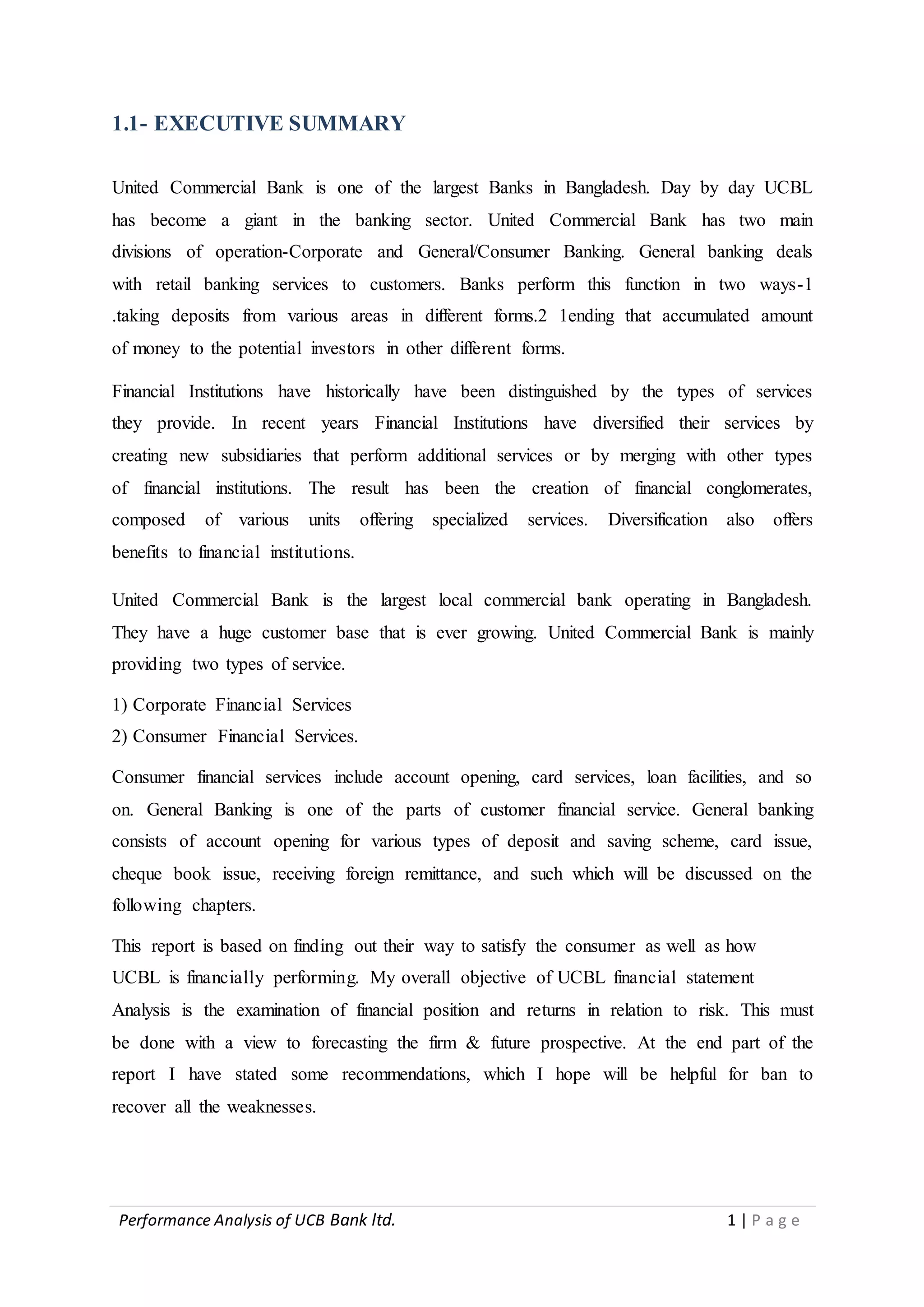 Dissertation Report On United Commercial Bank Ltd. (UCBL) | DOCX