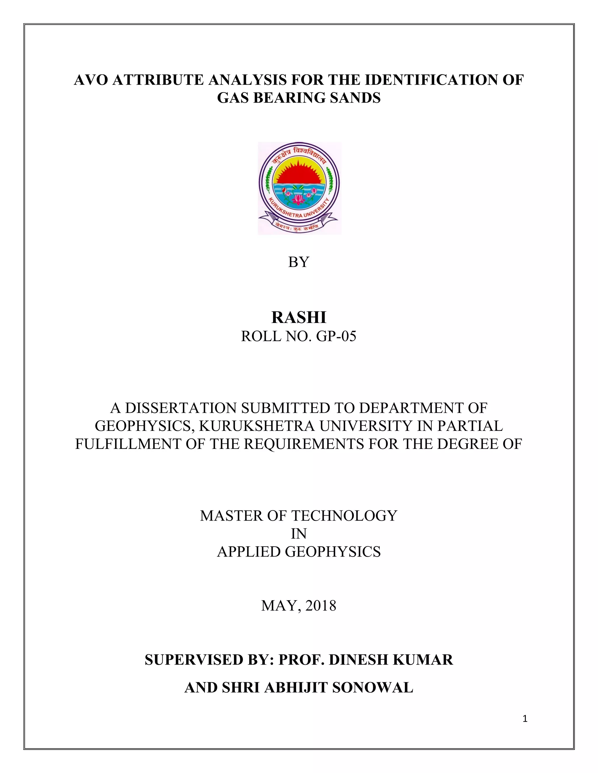 AVO attribute analysis for the identification of gas bearing sands | PDF