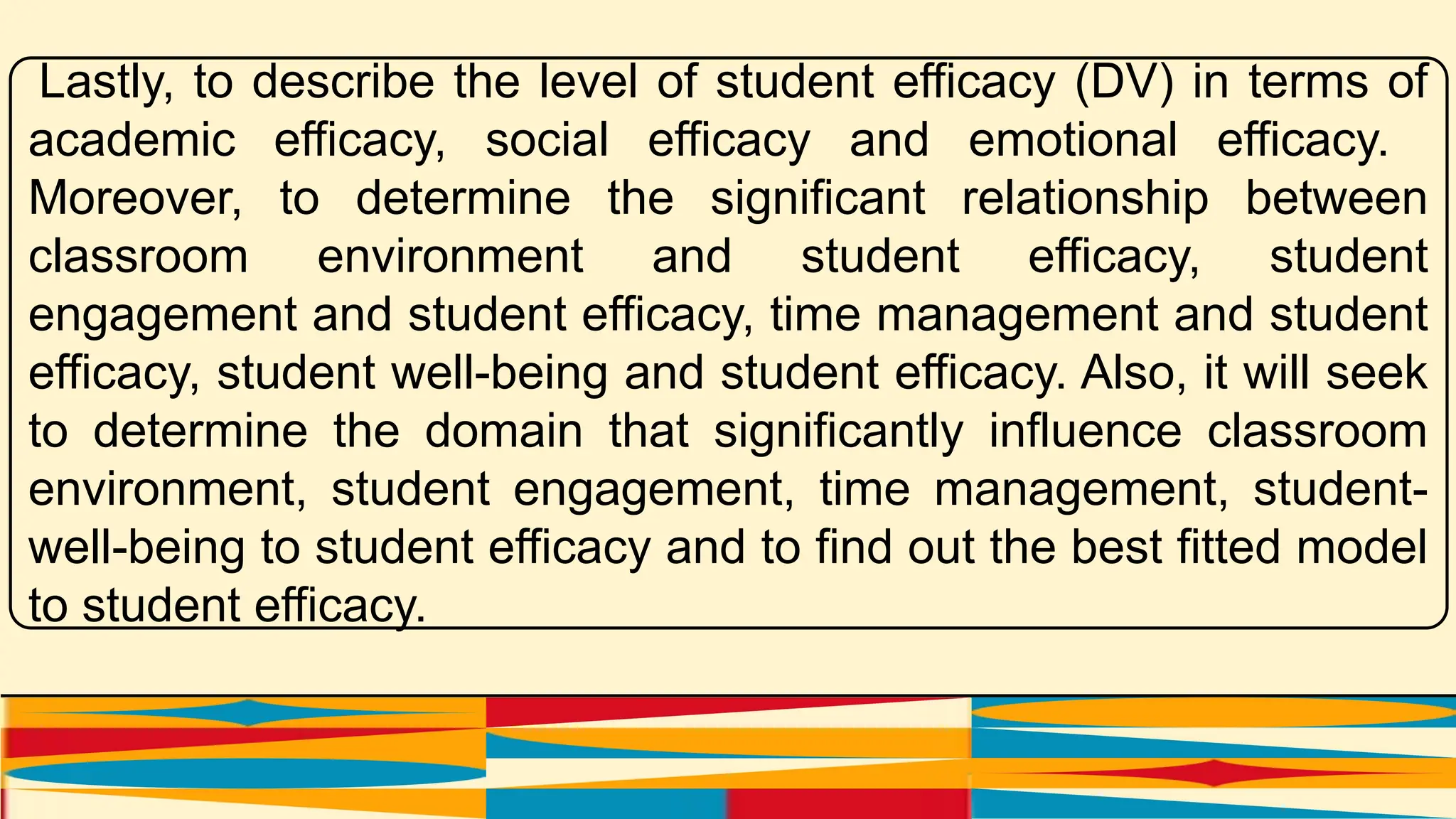 Classroom environment , student efficacy | PPTX