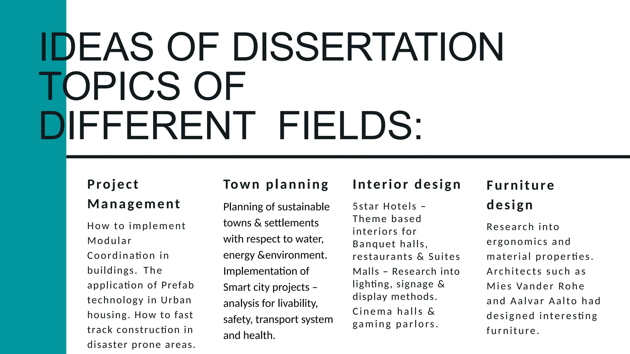 Dissertation topics in Architecture for UG students | PPTX