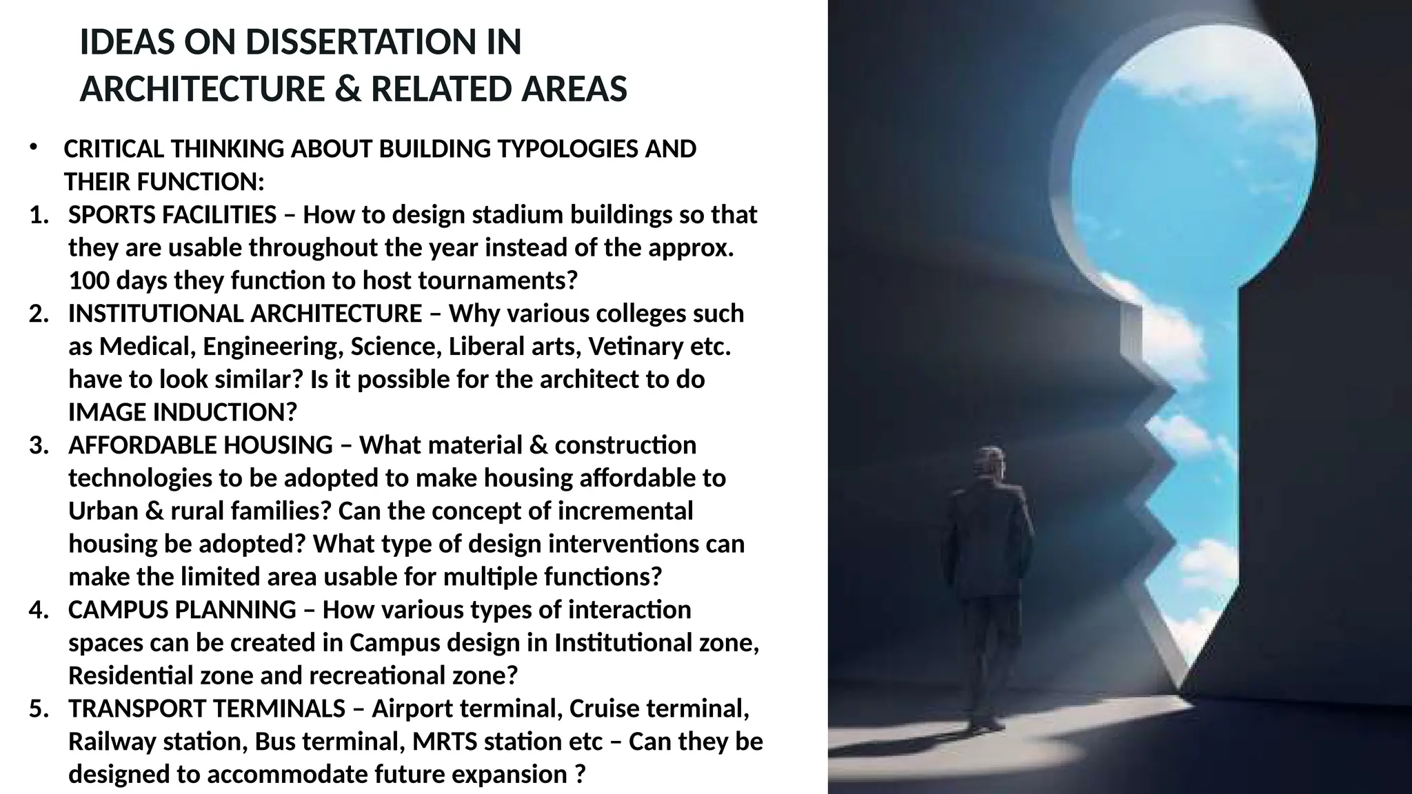 Dissertation topics in Architecture for UG students | PPTX