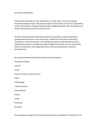 Dissertation writing help | RTF