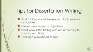 Dissertation Writing Tips | PPTX | Postgraduate Education | College ...