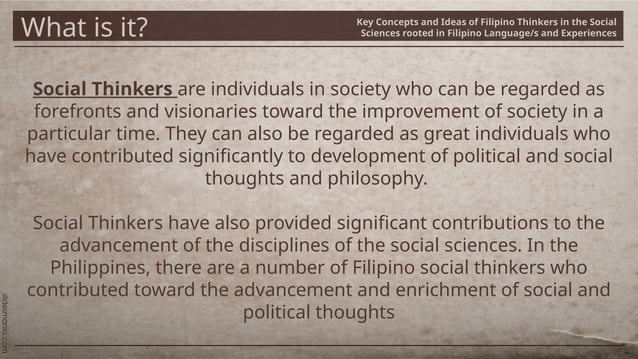 Key Concepts and Ideas of FIlipino Thinkers in the Soicial Sciences ...