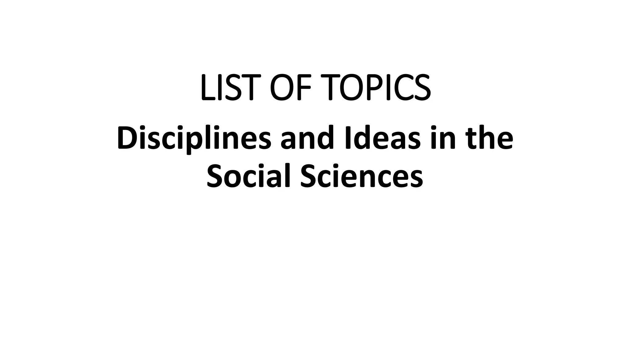 Diss list of topics | PPTX