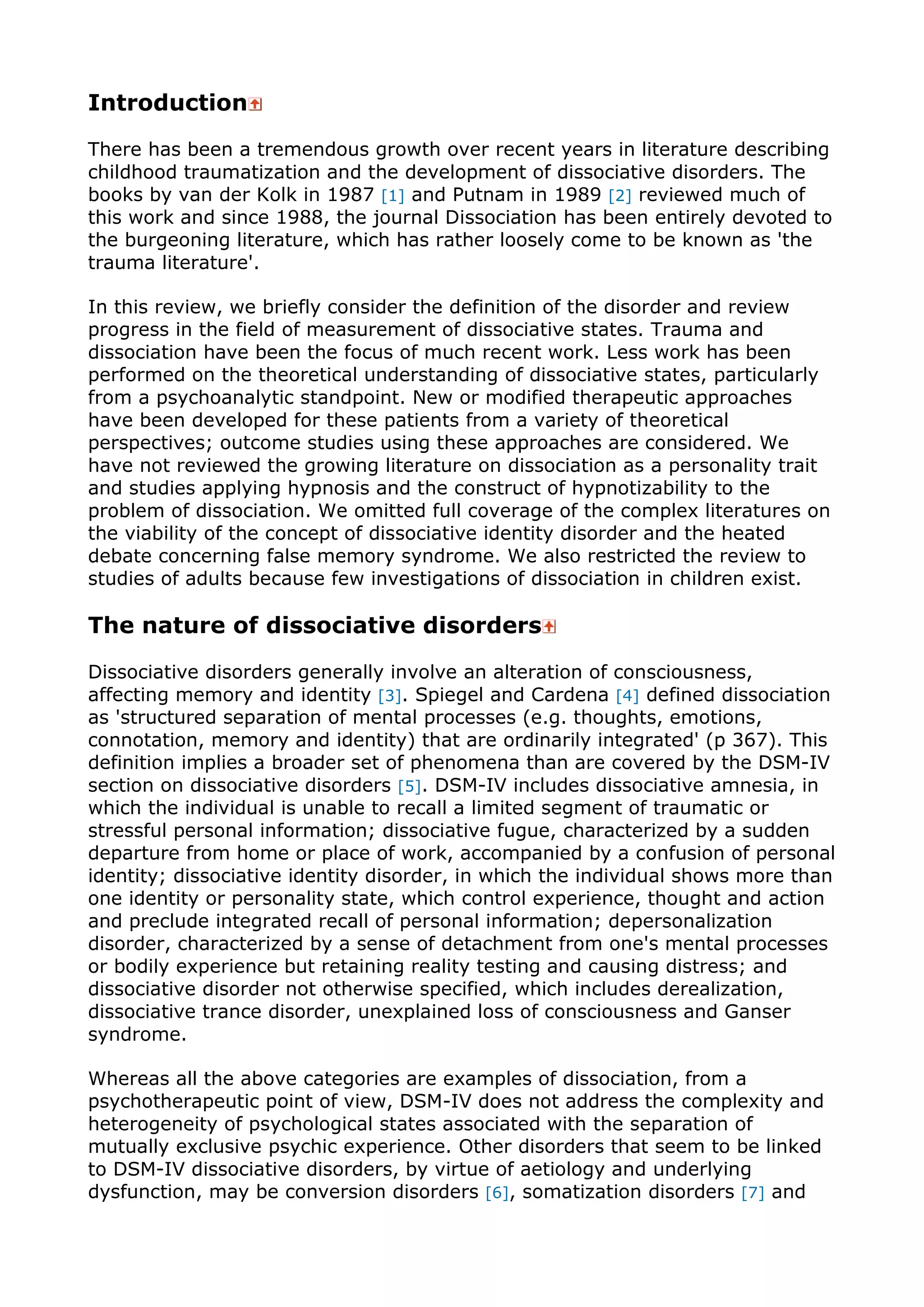 Dissociation and trauma | PDF