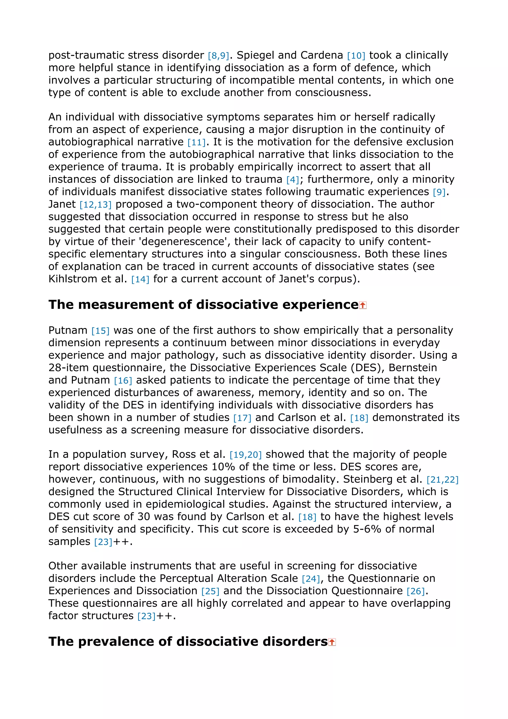 Dissociation and trauma | PDF